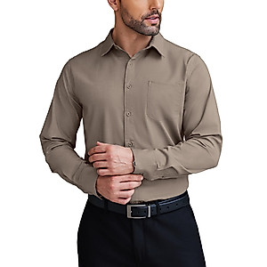 COOFANDY Men Button Down Long Sleeve Shirts Regular Fit Suit Shirt Business Dress Shirts Men Khaki