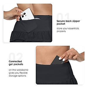 GYM RAINBOW Womens High Waisted Athletic Shorts Lightweight Quick Dry Workout Gym Running Shorts with Pockets(#1 Black,Large)