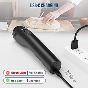 VLOXO Cordless Electric Knife, Electric Knives Rechargeable Bread Knife with Safety Lock Ergonomic Handle Electric Meat Knife for Carving Meat Bread Steak Fish Fillet Cheese Include 2 Blades