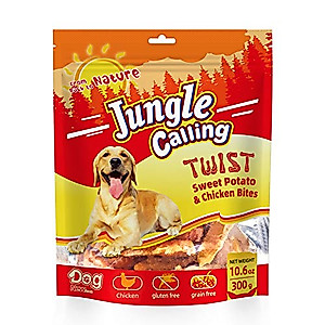 Jungle Calling Dog Treats, Skinless Chicken Wrapped Sweet Potato, Gluten and Grain Free, Chewy Dog Bites for Balanced Nutrition, 10.6oz