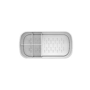 Brabantia Renew Bathroom Caddy (White) - Compartments for Toothbrushes, Toothpaste, Soap etc - Nonslip Base and Drainage Holes