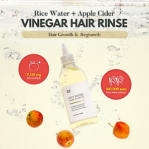 mimosu Apple Cider Vinegar Hair Rinse with Rice Water 10fl.oz, Rice Water for Hair Growth Cleansing Conditioner,Gentle Scalp Cleanser for Build Up, Glycolic Acid Dandruff Treatment