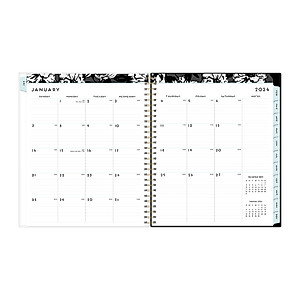 Blue Sky 2024 Monthly Planner, January - December, 8" x 10", Clear Pocket Cover, Wirebound, Baccara Dark (110216-24)