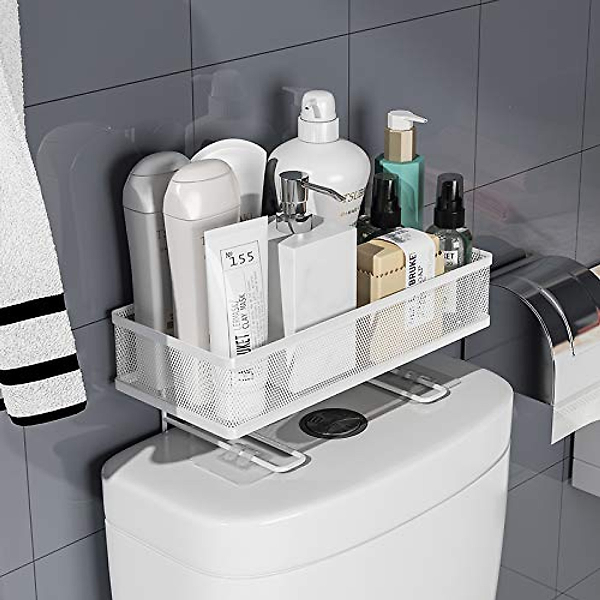 Holoxin Over The Toilet Storage Shelf for Bathroom Organization Space Saver Organizer Rack White