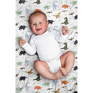 Aenne Baby, 4-Layer Muslin Toddler Crib Blanket for Boys, Warm and Hypoallergenic Extra Soft Wrap for New Borns and Infants, Dinosaur Dino Print, Large 47"x 47", 1 Pack