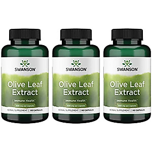 Swanson Olive Leaf Extract Immune Health Cardiovascular Health Antioxidant Support Supplement 500 mg 60 Capsules (standardized to 20% oleuropein) (3 Pack)