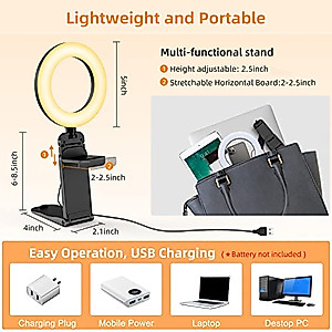Ring Light for Computer Laptop,Video Conference Lighting kit for Zoom Meetings,5" Small Led Selfie Light Portable Ring Light with Stand,Cell Phone Holder Desktop Ring Light for Skype Call Black