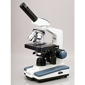 AmScope M620C-E1 Digital Compound Monocular Microscope, WF10x and WF25x Eyepieces, 40x-2500x Magnification, Brightfield, LED Illumination, Abbe Condenser, Mechanical Stage, 110V, Includes 1.3MP Camera and Software