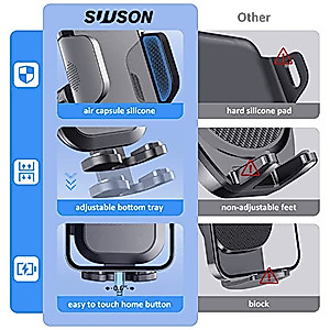 SUUSON Car Phone Holder Mount -3in1 Long arm Phone Holder for car, Suitable for car Dashboard/Windshield/Vent, car Adjustable Phone Holder, Compatible with All Smart Phones and Cars (Gray)