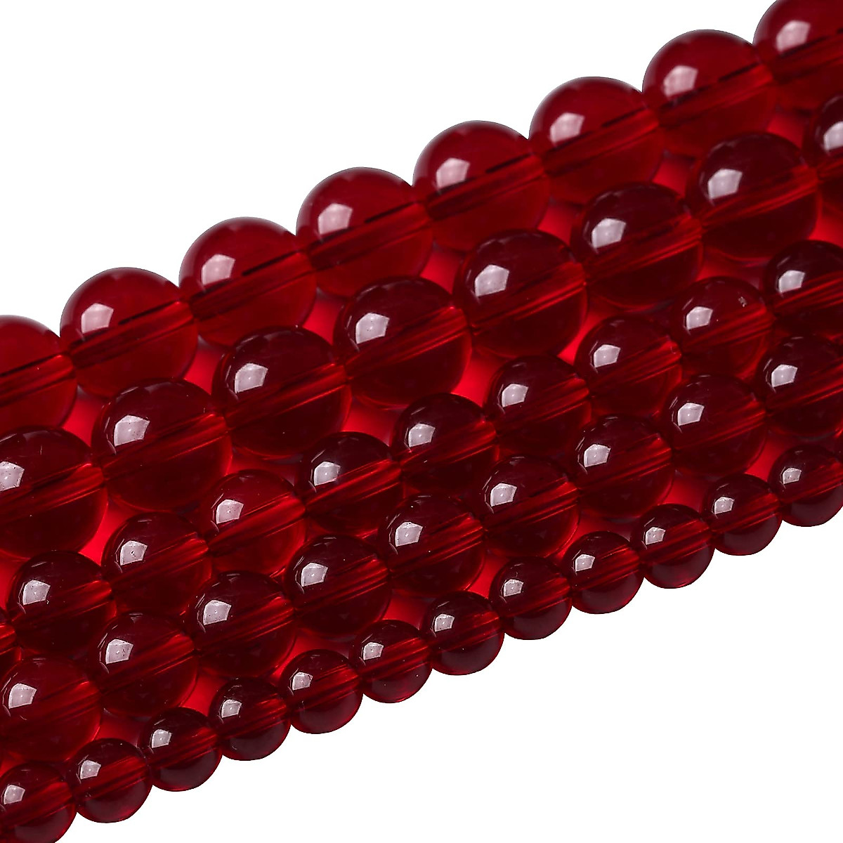 Smooth Garnet Red Glass Crystal Round Loose BeadsFor Jewelry Making DIY Bracelet Necklace Accessories 8mm 51pcs 15" Strand (Garnet Red Glass, 8mm)