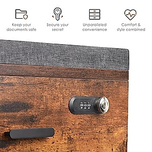 Soohow 3 Mobile Smart Lock Small Rolling Desk Unit Storage Drawers Black Filing Cabinet for Home Office Business, Brown