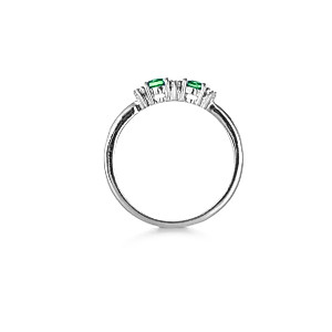 EVE'S ADDICTION Women's Personalized Sterling Silver Two Stone Simulated CZ Birthstone Ring (ring size 6) - Custom Birthstone Ring for Mom - Gift for New Mom - Gifts for Mom