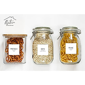 183 Kitchen Pantry Labels for Containers Preprinted with 3 Blank Labels, Minimalist Pantry Labels, Pantry Labels for Food Containers, Kitchen Labels for Storage Bins, Food Labels for Containers