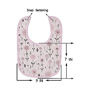 Maiwa 6 Pack Large Cotton Waterproof Baby Toddler bibs with Snaps for drooling teething eating girls 3-24 M