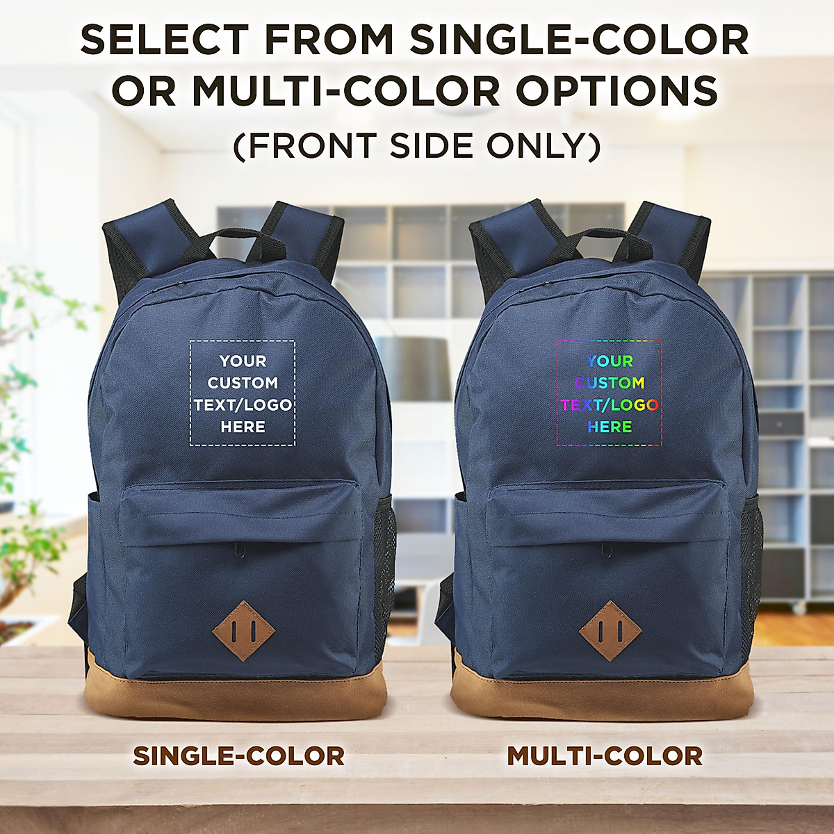 DISCOUNT PROMOS Custom Multipurpose Laptop Backpacks Set of 10, Personalized Bulk Pack - Lots of Features for Everyday Use, Perfect for Students,Employess, Businessman - Blue