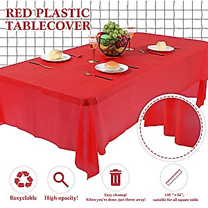 24 Pcs Red Disposable Plastic Tablecloth 54 x 108 Inch Christmas Party Supplies Rectangle Waterproof Table Covers for Indoor Outdoor Events Weddings Birthday Parties
