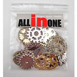ALL in ONE 200 Gram 4 Color Steampunk Gear Wheel Charms Cog Connectors Pendants Jewelry Finding DIY Craft