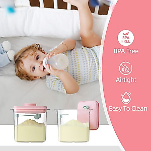 Ankou Formula Conatiner - 1700ml Airtight Formula Dispenser One Button Handy Milk Powder Container BPA-Free Storage Containers with Scoop and Scraper Transparent 730g