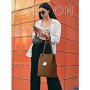 Sweetude 6 Pieces Corduroy Bags for Women Tote Bag with Pockets Corduroy Underarm Bag Women's Shoulder Handbags Big Capacity Shopping Bag