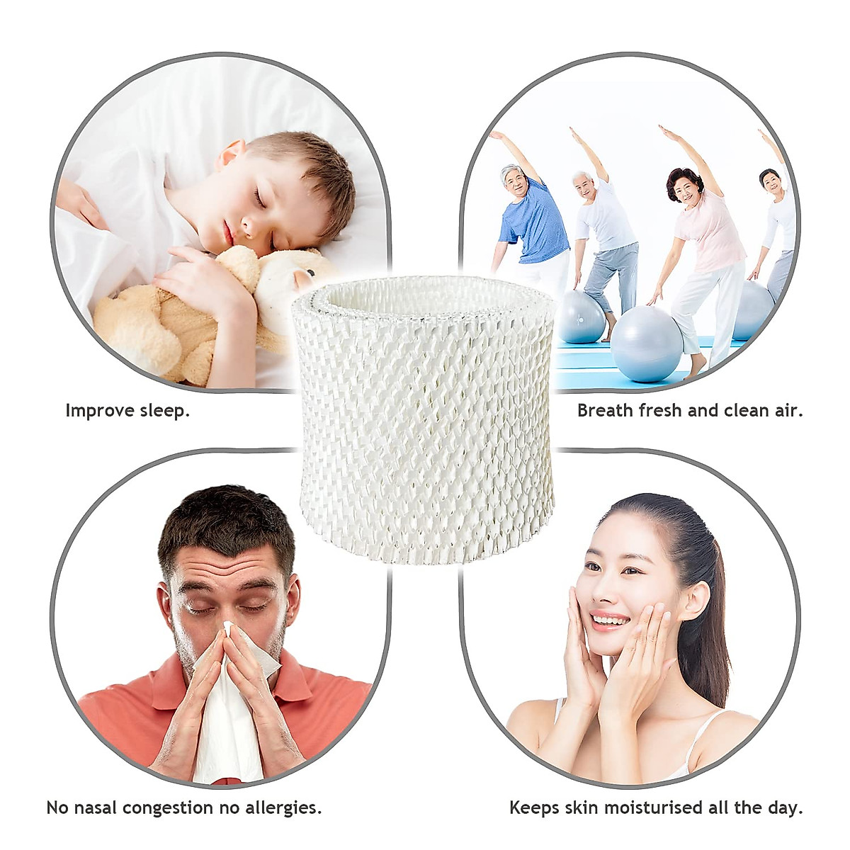 Humidifier Wicking Filters Hisiruil 4 Pack Premium Replacement Filter for Vicks Filter WF2 Humidifier V3100, V3500, V3500N, V3600, V3700, V3800, V3850, V3850JUV, V3900, HCM-300T, HCM-315T, HCM-350