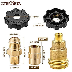 Etermeta 3 Pack QCC1 Nut Propane Tank Cylinder Adapter, Brass 1/4" x 1/4" NPT Male, 3/8" Flare x 1/4" Male Pipe, Thread Pipe Fitting for Disposable Bottle, 1b Propane Tanks, Camping Grill Stove