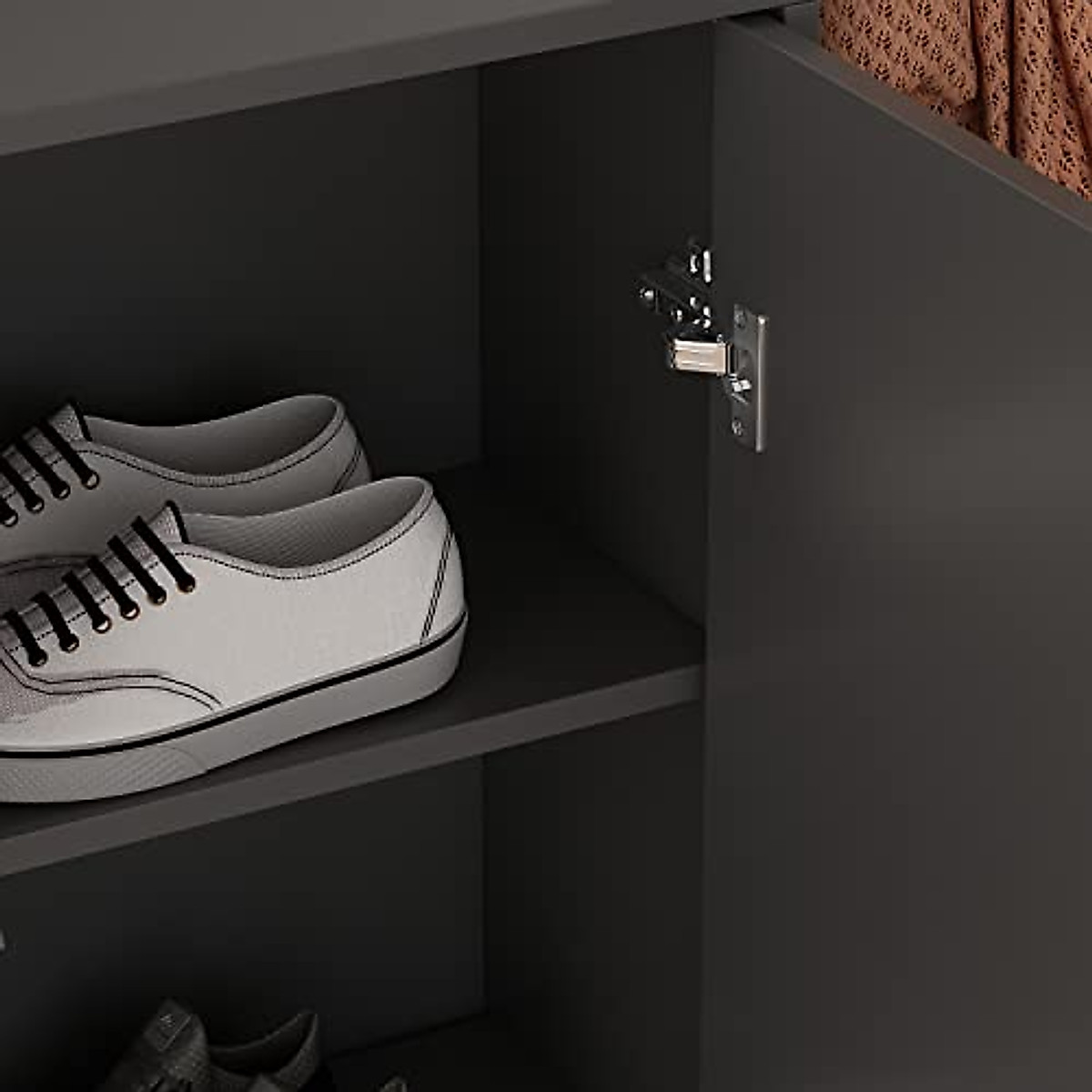 Homsee 3 Drawers Shoe Storage Cabinet with Door, 3-Tier Wood Shoe Rack Storage Organizer with Shelves for Entryway, Black and Gold (47.2”L x 9.5”W x 47.2”H)