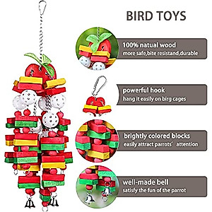 MQ Bird Toys Parrot Toys with Nature Wood Bird Chewing Toys for Small and Medium Birds, Best Toys for African Grey, Parakeets, Amazon Parrots, Finch, Budgie, Cockatiels, Conures and Love Birds