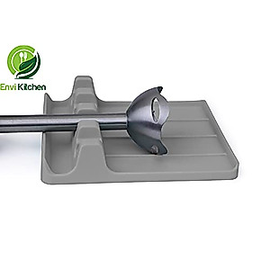 ENVIKITCHEN Silicone Spoon Rest - Large Cooking Utensil Holder with Drip Pad Walls - Multiple Spoon Rest with Wider Slots for Bigger Utensils, BPA-Free Spatula Rest for Stove, Kitchen, Countertop