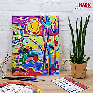 J MARK Acrylic & Watercolor Painting Kit – Complete Painting Set with Watercolor Kit, Acrylic & Watercolor Paint Tubes, Wood Easel, Watercolor Paper, Canvas Painting Kit & More