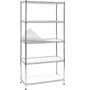 Catalina Creations Wire Shelving Rack，5-Shelf Storage Shelves, Chrome Metal Self, Heavy Duty Adjustable Steel Shelving Unit with 5-Shelf Liners for Garage, Kitchen, Office