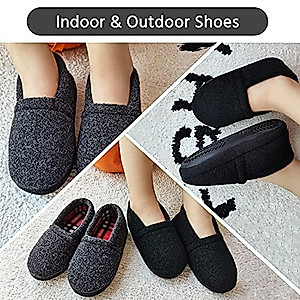 Tuboom Slippers for Kids Boys House Warm Shoes with Cozy Memory Foam Indoor Outdoor Black Size 4-5