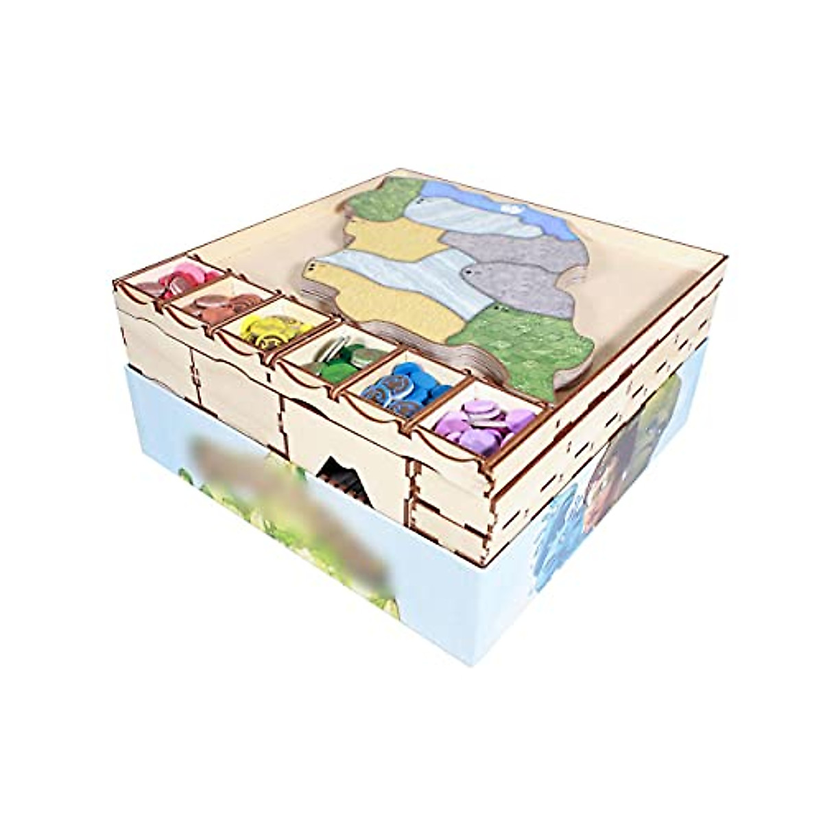 The Broken Token Game Organizer Compatible with Spirit Island - Wooden Game Organizing Box with Multiple Trays