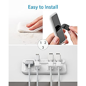 Anker Cable Management, Magnetic Cable Holder, Desktop Multipurpose Cord Keeper, 5 Clips for Lightning Cables, USB C Cables, Micro Cables, Other Wires, Sticks to Wood, Marble, Metal, Glass (White)