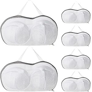 6 PCS 10" X 15" Bra Washing Bags for Laundry, Large Bra Laundry Bags for Washing Machine, Fits A-E Cups Anti Deformation Bra Mesh Bag, Lingerie Bags for Washing Delicates (10" X 15" Inch, Grey)
