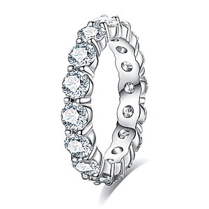 Moissanite Wedding Band Eternity Ring 5cttw D Color VVS1 Clarity Round Brilliant Cut Lab Grown Diamond Gold Plated 925 Sterling Silver Fake Promise Anniversary Bands for Women with Certificate(8)