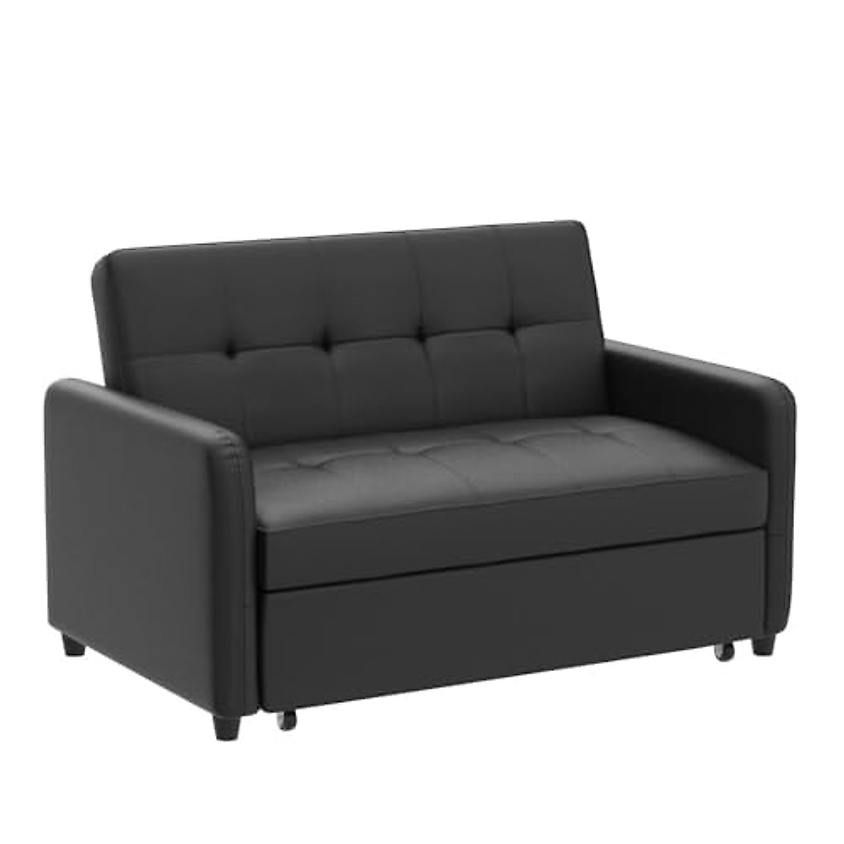 ERYE Black Pu Leather Tufted USB Ports, Twin