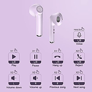 MOEEN Wireless Earbuds, Bluetooth Headphones, Earphones Bluetooth 5.0 USB-C Fast Charge, 5Hrs Single Playtime 35Hrs Playtime IPX5 Waterproof, Bluetooth Earbuds with Running Fitness Commute, Purple