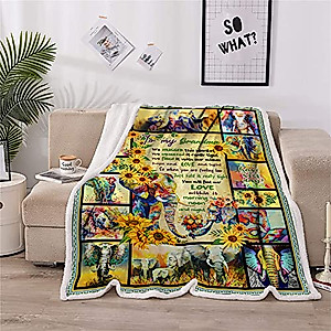 Onecmore Grandma Gifts Throw Blanket Grandma Christmas Birthday Gifts, Gifts for Grandma,Best Great Grandma Gifts,Nana Mothers Day Flannel Bed Sofa Blanket,Sunflower Elephant Throw Blanke