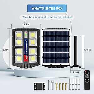 2800W Solar Street Lights Outdoor - Wide Angle Solar Lights Outdoor Waterproof, 6500K Solar Parking Lot Lights Dusk to Dawn, Solar Street Lights Motion Sensor for Commercial Yard