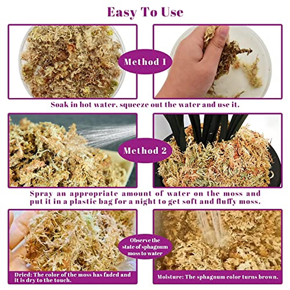 Legigo 5.3oz Premium Sphagnum Moss Potting Mix- Natural Succulent Carnivorous Plants Moss Dried, Plant Growing Medium for Orchid Succulent Sarracenia Orchid Gardening Plants Reptiles, 3 QT