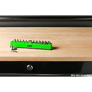 ARES 60013 - Green 37 Hole Hex Bit Organizer with Strong Magnetic Base - Keep Your Favorite Specialty, Drill, Tamper & Quick Change Bits Conveniently Organized and Accessible