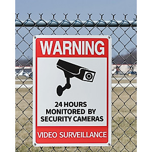 Thten 24 Hour Video Surveillance Sign, 14"×10" Security Camera Sign Warning for CCTV Recording System,Indoor Or Outdoor Use for Home Yard Business 2 Pack
