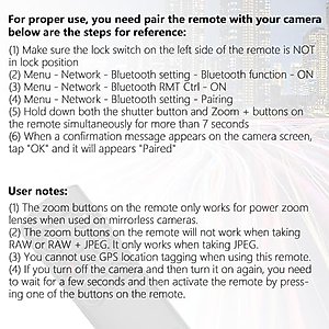 AODELAN Camera Remote Control Remote Shutter Commander for Sony ZV-E10,FX3,A1,a6100, a6400, a6600, a7C, a7 III, a7R III, a7R IV, a9, a9 II, DSC-RX0 II, DSC-RX100 VII, ZV-1; Replace Sony RMT-P1BT
