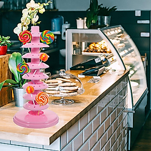 Cake Pops Stand 2pcs Lollipop Display Holder Round Candy Holder Cake Pop Stand Ring Stand Lollipop Showing Tower for Wedding Showers Birthday Party Favors, Pink