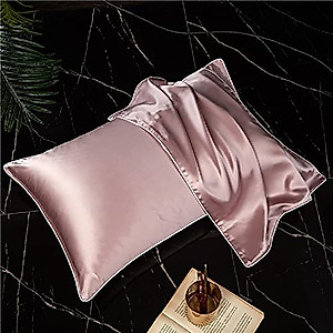 SUNYUM 100% Pure Mulberry Slip Silk Pillowcase Standard Size 19 Momme 600 Thread Count for Hair and Skin with Envelope Closure Queen Size, Hypoallergenic Soft Breathable Silk Pillow Case 1 PC (Pink)