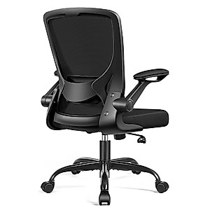 KERDOM Ergonomic Office Chair, Breathable Mesh Desk Chair, Lumbar Support Computer Chair with Wheels and Flip-up Arms, Swivel Task Chair, Adjustable Height Home Gaming Chair