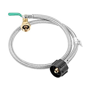Lemfema Propane Refill Adapter Hose, 36" Stainless Braided QCC1 Type Inlet Propane Refill Adapter Extension Hose with ON/Off Control Valve for 1LB Propane Gas Tank 350PSI High Pressure Camping