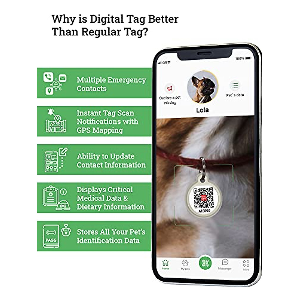 Dog Tags for Pets - Modern QR Code Pet ID Tags for Dogs & Cats