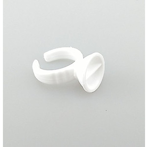 yueton 100Pcs 2 Slot Disposable Plastic Nail Art Tattoo Glue Pallet Holder Eyelash Extension Rings Adhesive Pigment Holders Finger Hand Beauty Tools