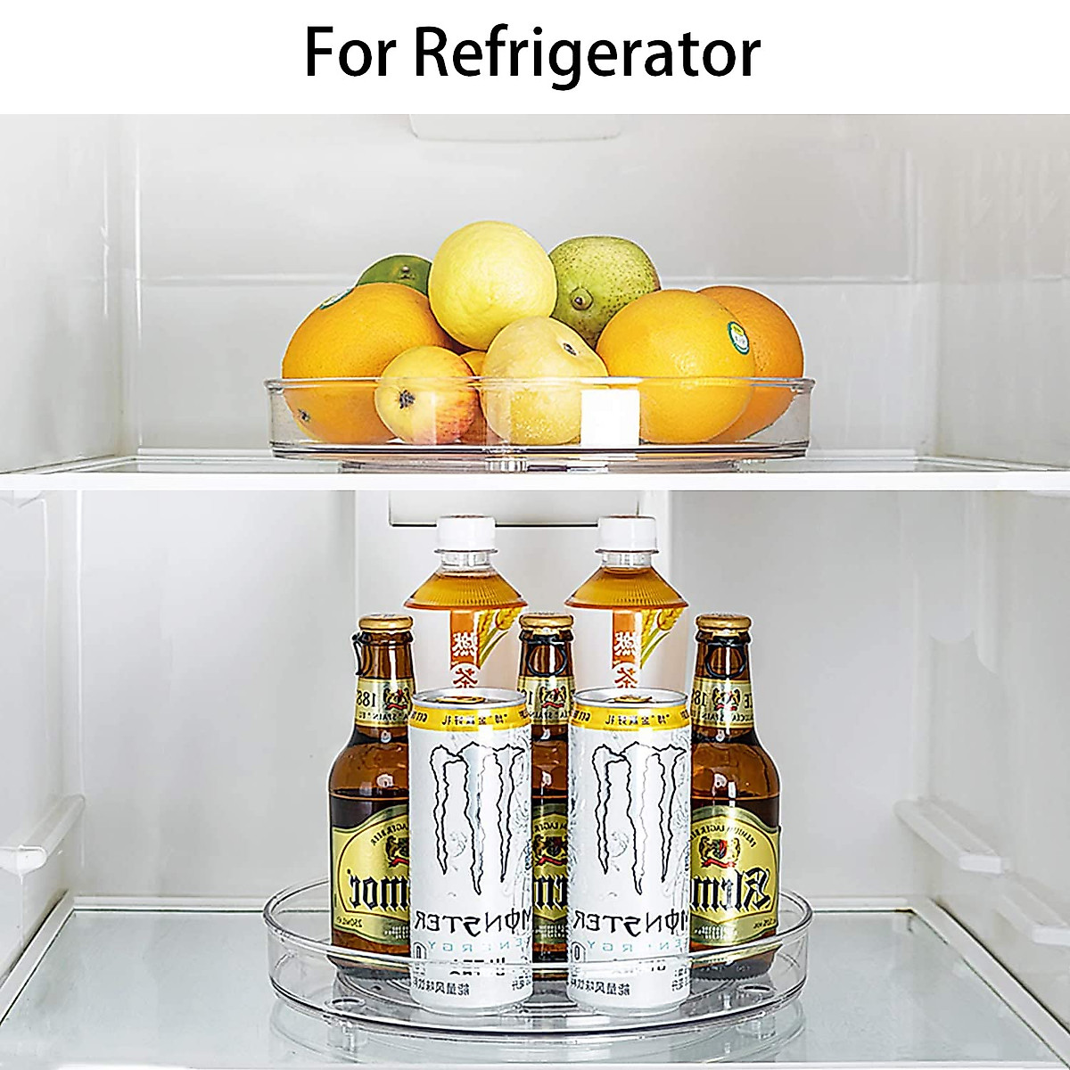 URALFA 9 Inch Lazy Susan Spice Rack Organizer, 360 Degree Rotating Round Lazy Susan Turntable for Cabinet, 2-Pack, Clear